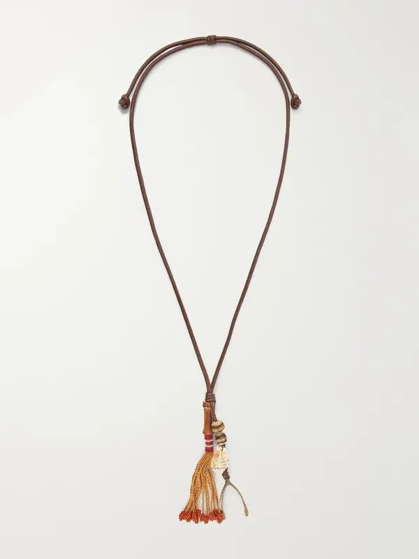Johanna Ortiz Spirit Of The Nomad Horse Bamboo, Shell, Glass And Leather Cord Necklace - Multi