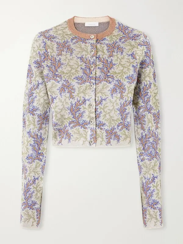 Rabanne Cropped Jacquard Cardigan - Multi