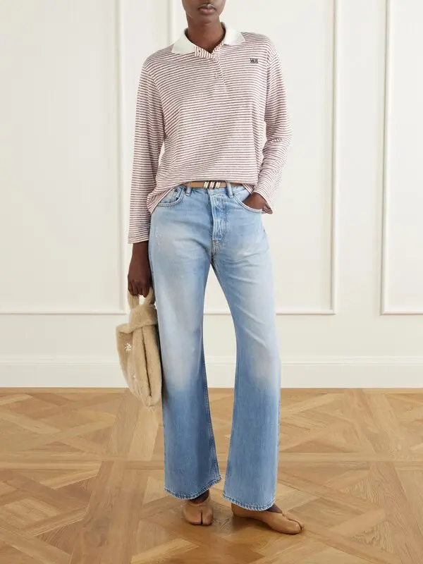 MAISON MARGIELA Tabi Split-toe Textured-leather Ballet Flats