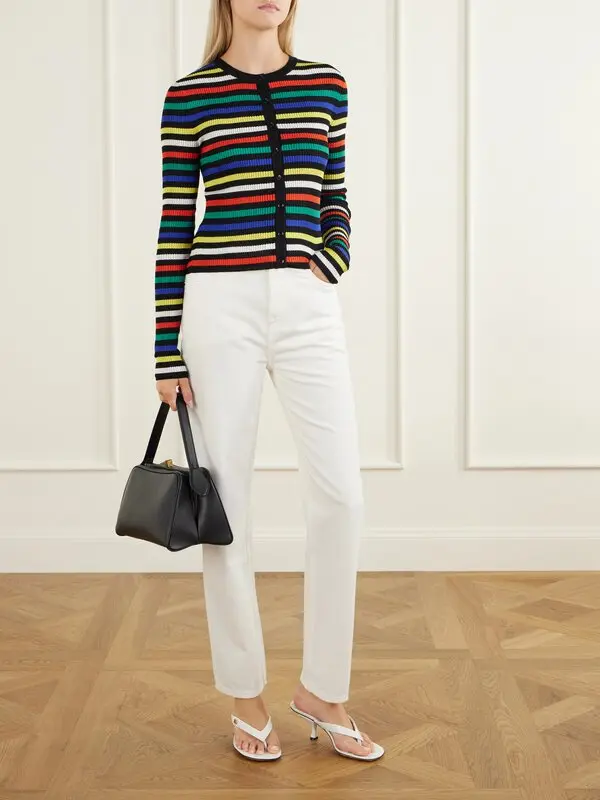 Dolce & Gabbana Ribbed Striped Silk Cardigan
