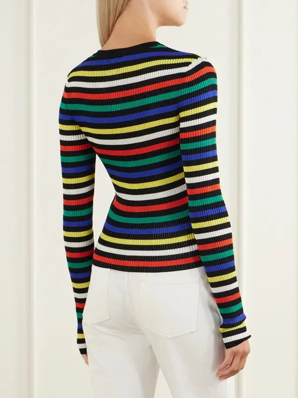 Dolce & Gabbana Ribbed Striped Silk Cardigan