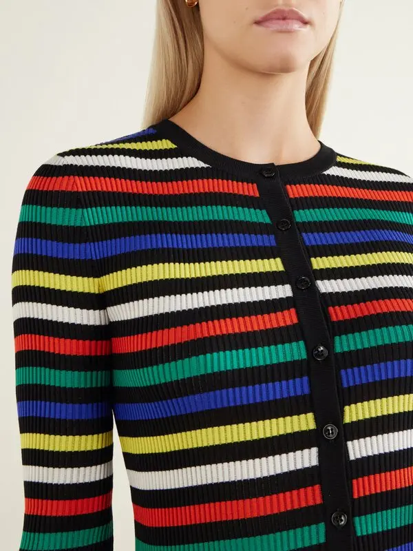 Dolce & Gabbana Ribbed Striped Silk Cardigan
