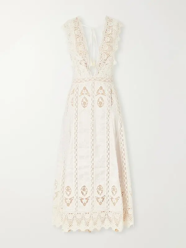 Johanna Ortiz Grace In The Open Fields Crochet Maxi Dress - Neutrals