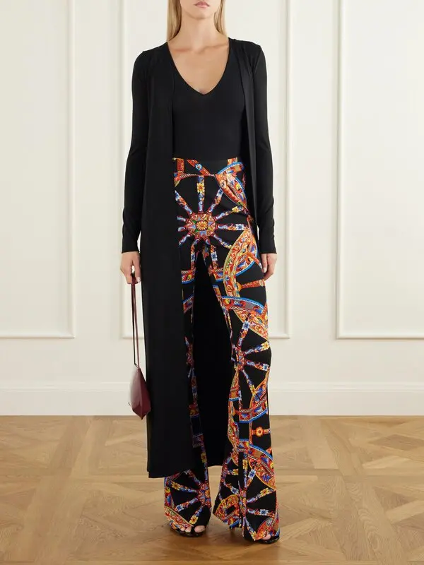 Dolce & Gabbana Organza Carretto Printed Flared Crepe Pants