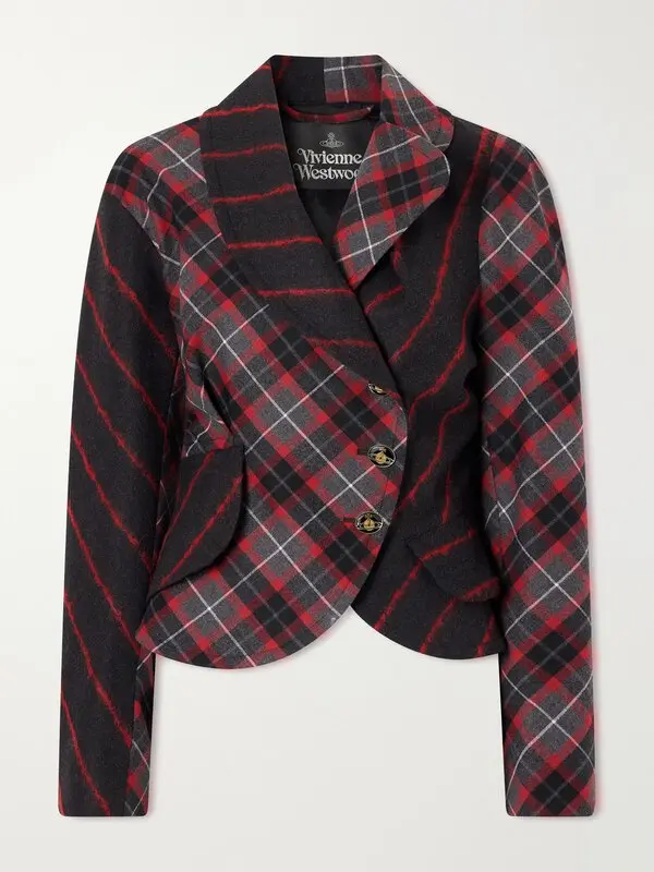 VIVIENNE WESTWOOD Stormy Checked Asymmetric Wool-blend Blazer