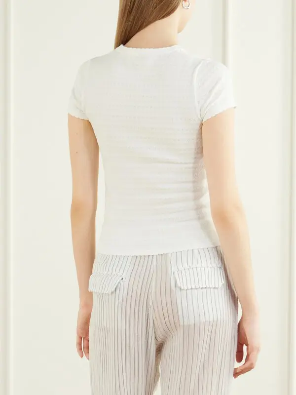 Faithfull The Brand Lisandra Scalloped Stretch Cotton-blend T-shirt