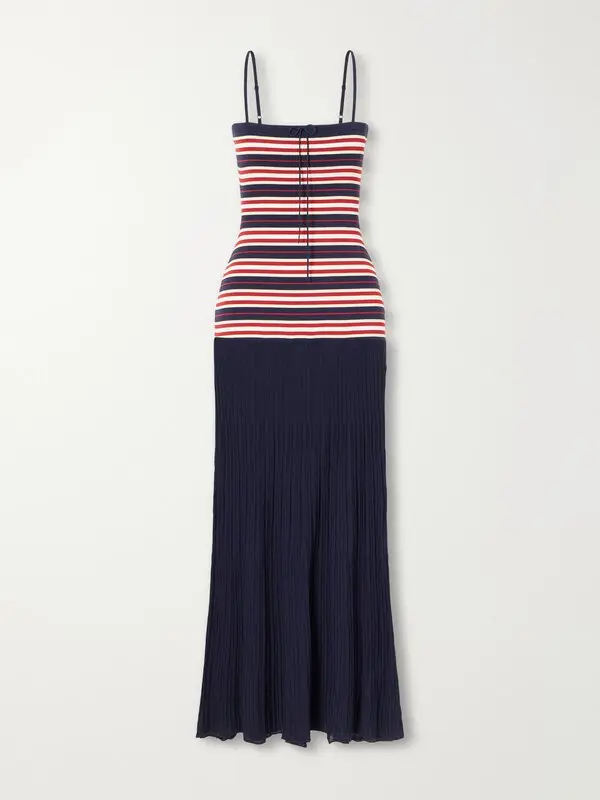 Faithfull The Brand Doris Bow-detailed Striped Cotton-blend Maxi Dress