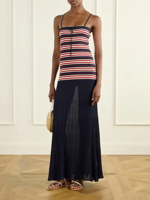 Faithfull The Brand Doris Bow-detailed Striped Cotton-blend Maxi Dress