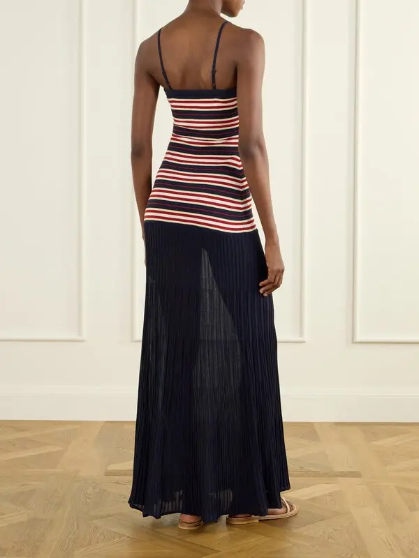 Faithfull The Brand Doris Bow-detailed Striped Cotton-blend Maxi Dress