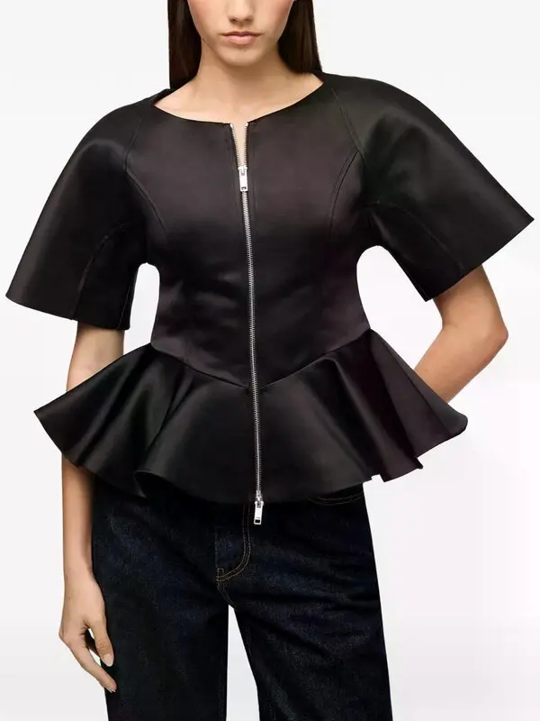 GANNI Satin Peplum Blouse