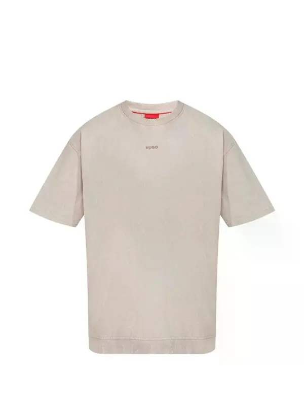 Hugo Acid-wash Logo-patch T-shirt - Neutrals