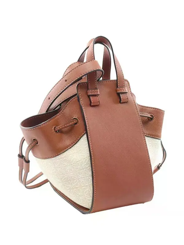 Loewe 2010-2026 Mini Leather And Canvas Hammock Bag Satchel
