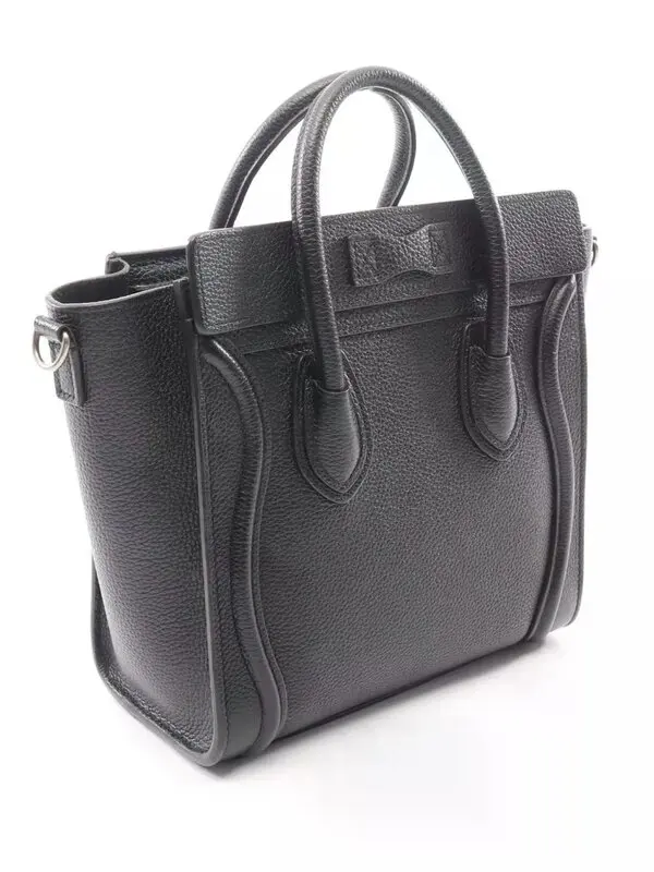 Celine Nano Drummed Calfskin Luggage Tote Bag - Black