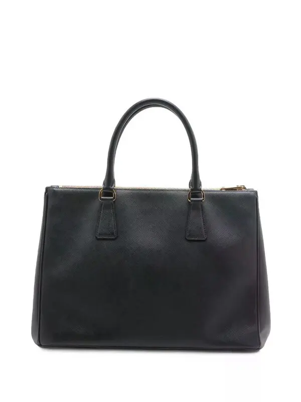 Prada 2010-2026 Medium Saffiano Lux Galleria Double Zip Tote Satchel - Black