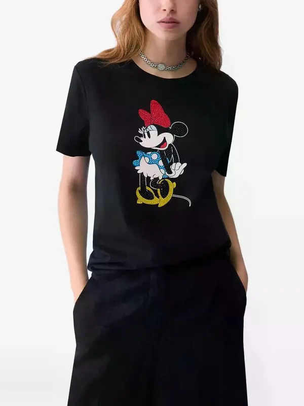 Liu Jo Disney Minnie Mouse Rhinestone-embellished T-shirt - Black