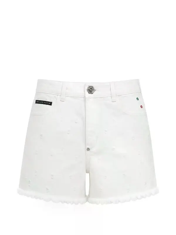 Philipp Plein Stonewashed Denim Hot Pants