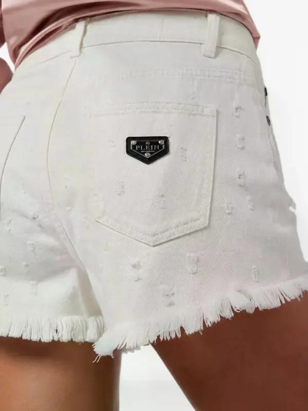 Philipp Plein Stonewashed Denim Hot Pants