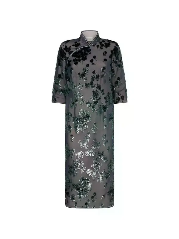 PIERRE-LOUIS MASCIA Vefio Floral-detail Midi Dress - Grey