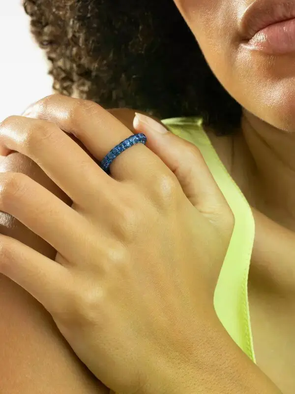 GRAZIELA Blue Sapphire Three-sided Ring