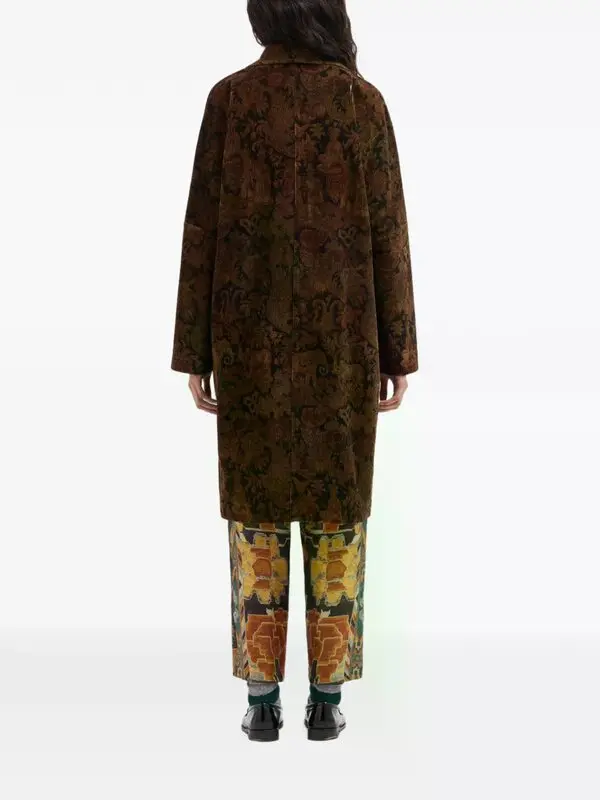 PIERRE-LOUIS MASCIA Griffintn Double-breasted Patterned Coat - Brown
