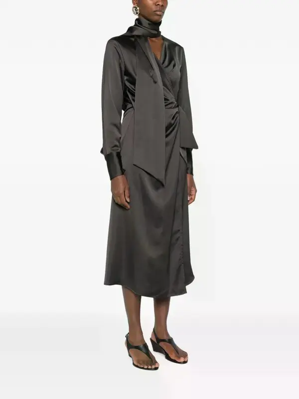 Imperial Satin-finish Wrap Midi Dress