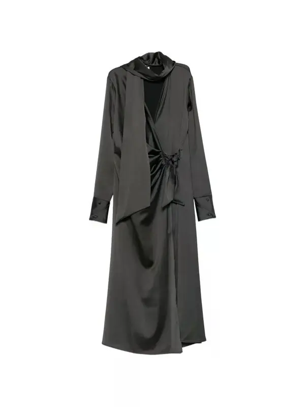 Imperial Satin-finish Wrap Midi Dress - Grey
