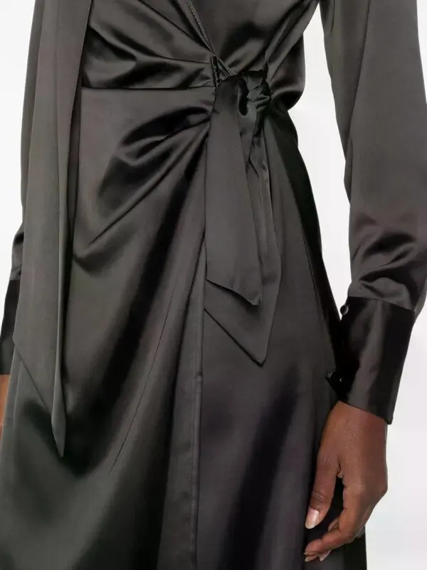 Imperial Satin-finish Wrap Midi Dress - Grey