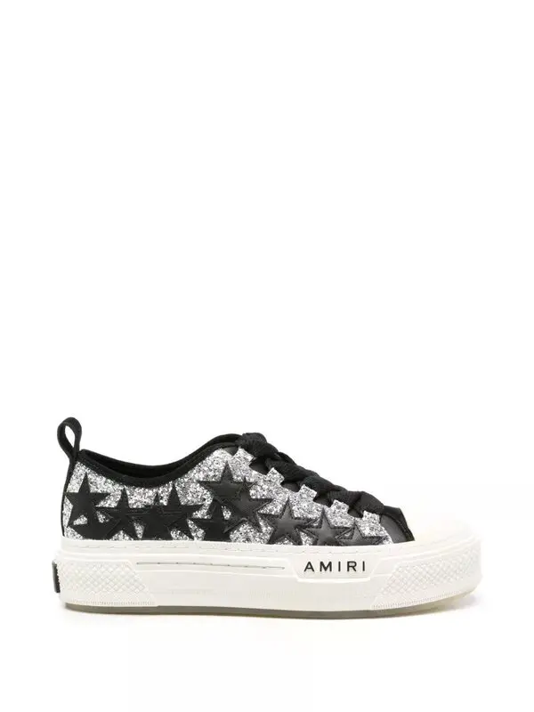 Amiri Glitter Stars Court Sneakers - Silver