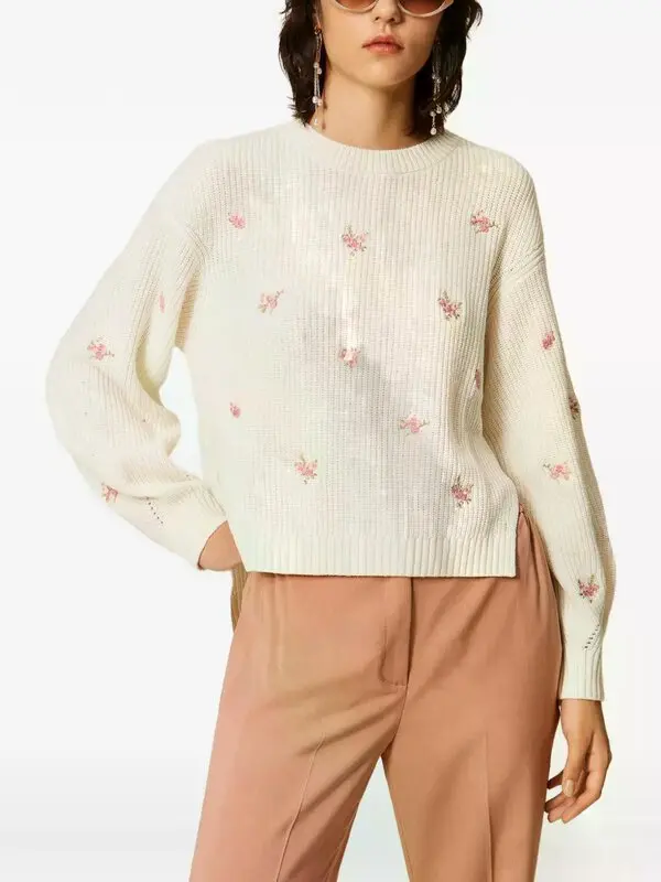 TWINSET Wool-blend Jumper With Floral Embroidery