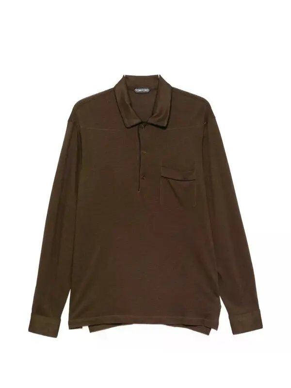TOM FORD Long-sleeve Piqué Polo Shirt