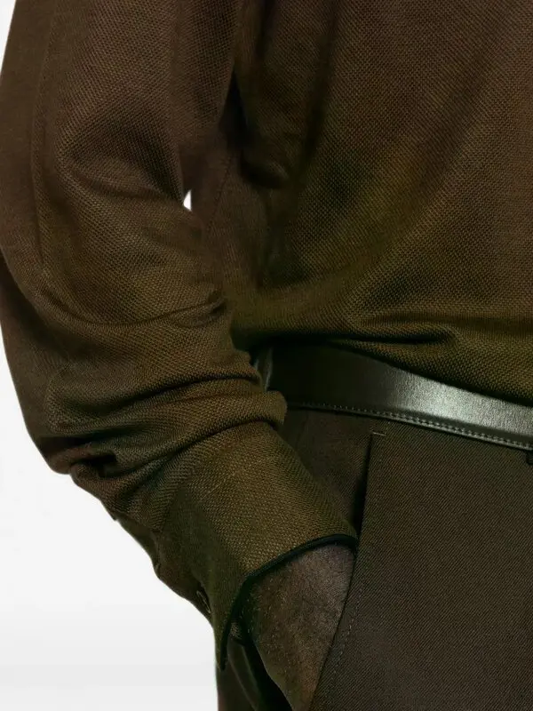 TOM FORD Long-sleeve Piqué Polo Shirt