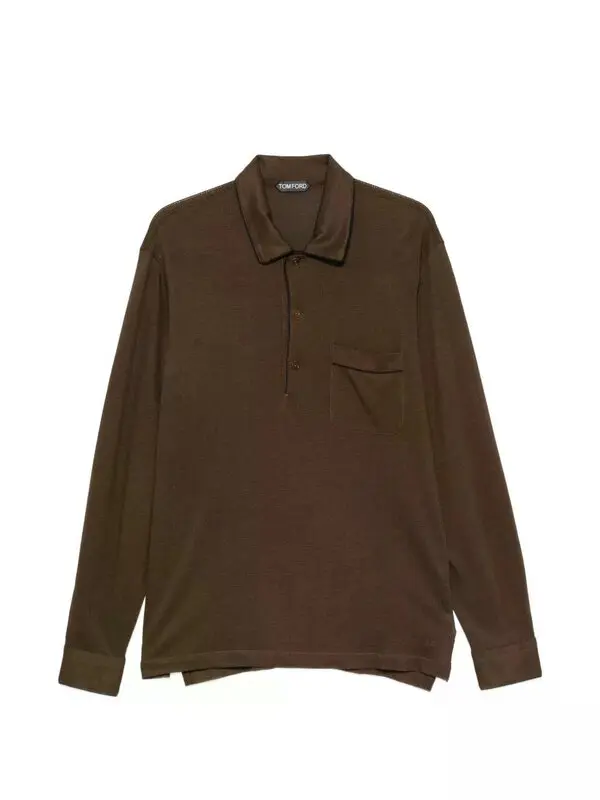 TOM FORD Long-sleeve Piqué Polo Shirt