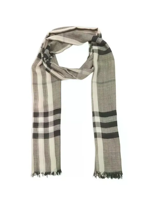 Burberry Monochrome Checked Scarf - Grey