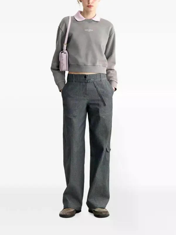 Maison Kitsuné Faded-effect Cropped Sweatshirt