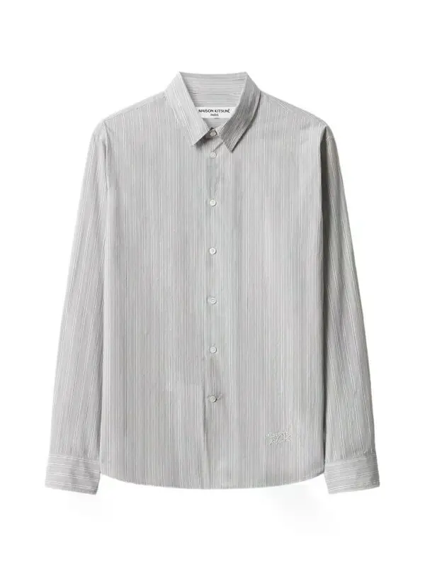 Maison Kitsuné Vertical-stripe Logo-embroidered Shirt