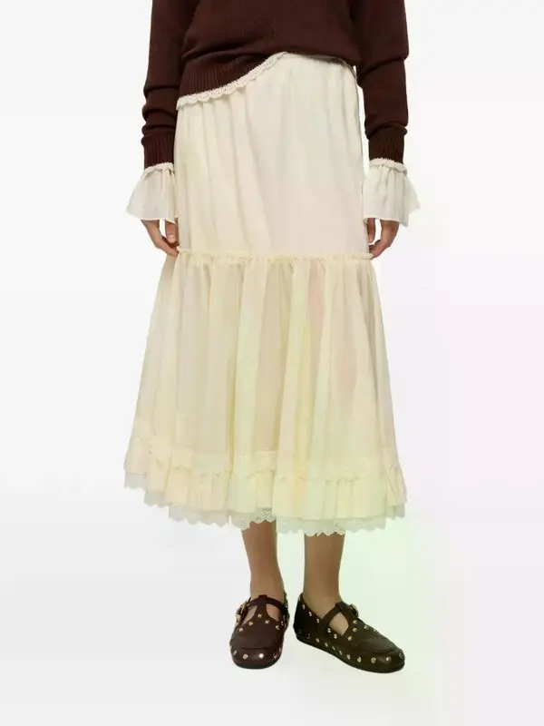 GANNI Nylon Tiered Midi Skirt