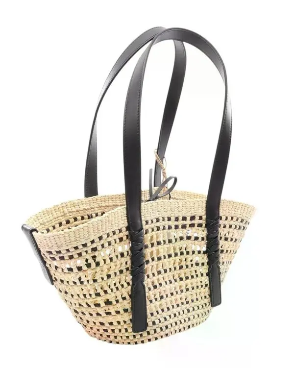 Loewe Small Raffia Braided Basket Bag Tote