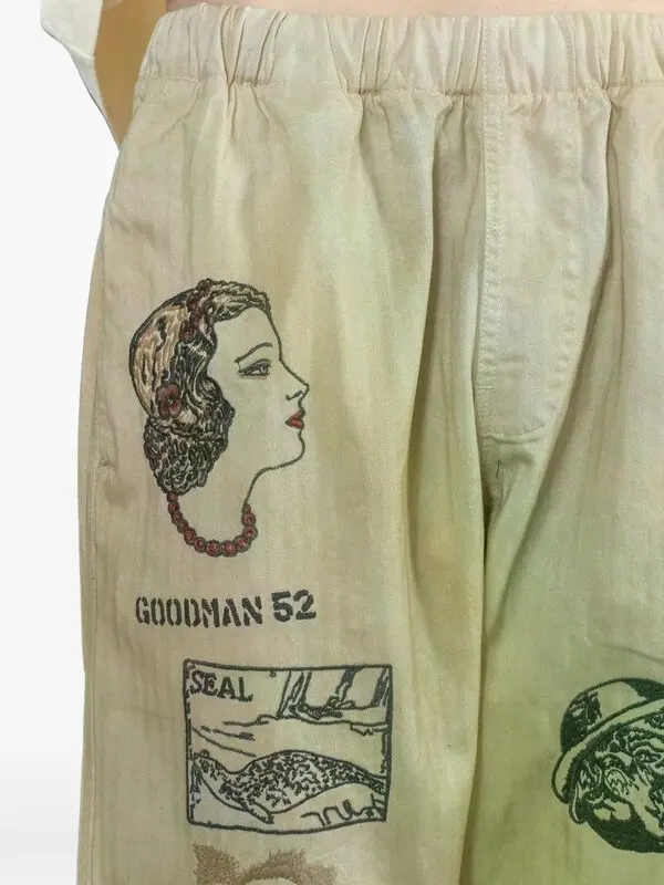 SAMUEL ZELIG Graphic-embroidered Straight Leg Trousers