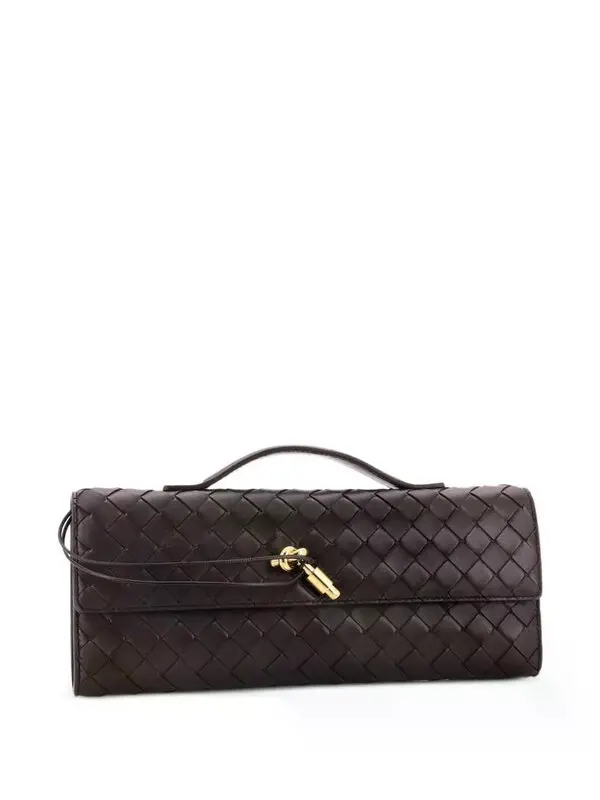 Bottega Veneta Intrecciato Nappa Long Clutch Bag With Top Handle - Brown