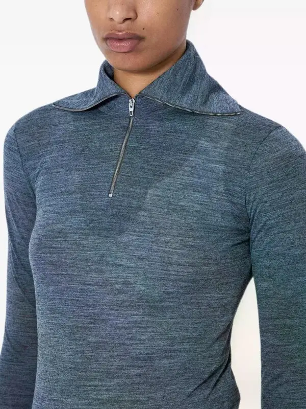 JIL SANDER Fine-knit Quarter-zip Polo Top