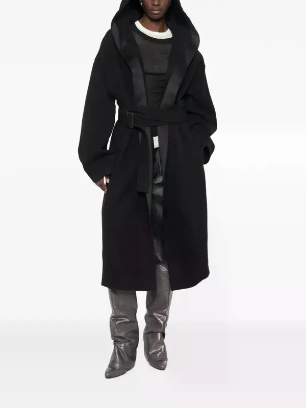 Rick Owens Belted Hooded Coat