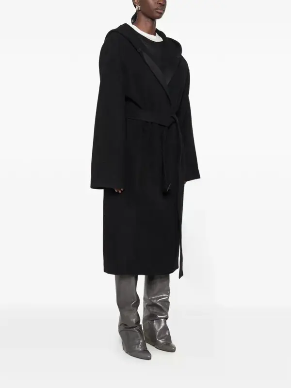 Rick Owens Belted Hooded Coat