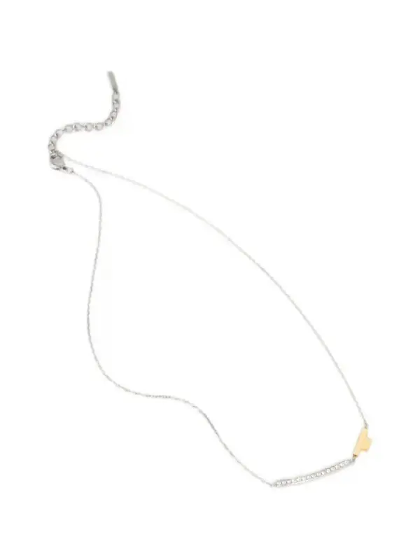 TRUSSARDI Crystal-embellished Logo-plaque Necklace - Silver