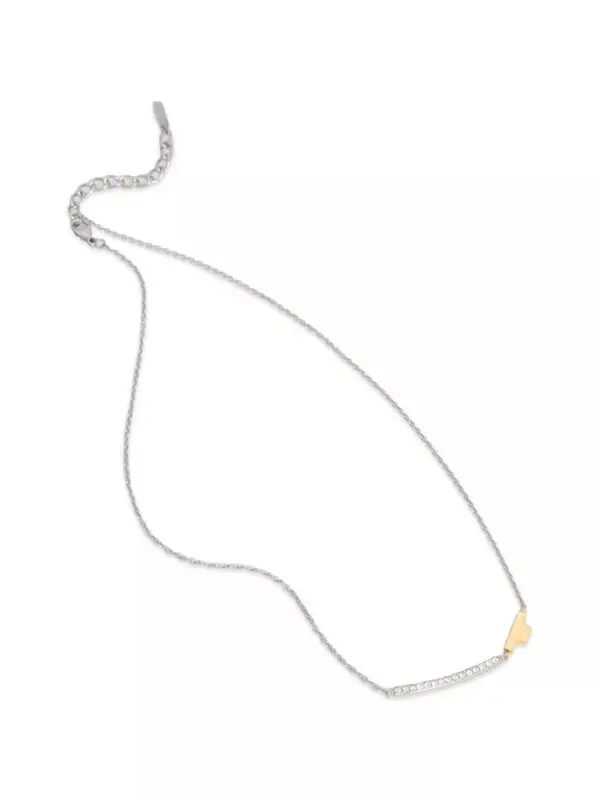 TRUSSARDI Crystal-embellished Logo-plaque Necklace - Silver