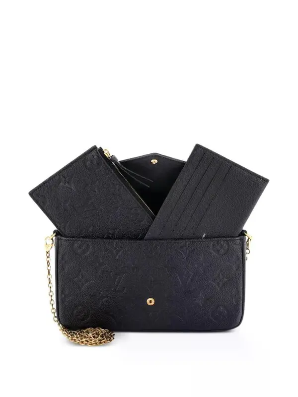 LOUIS VUITTON Felicie Pochette Monogram Empreinte Leather Cross Body Bag - Black