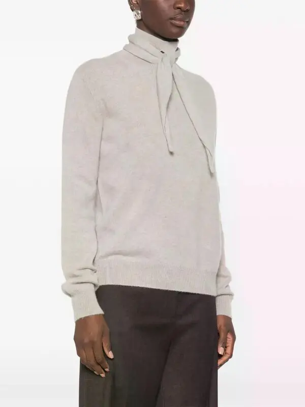 VANISE Tie-neck Cashmere Sweater - Neutrals