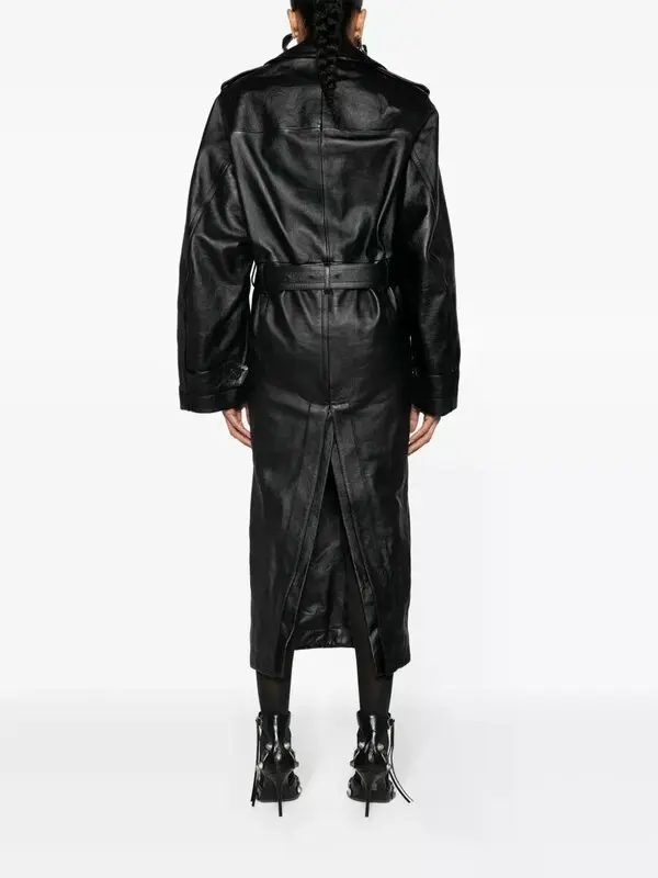 Balenciaga Belted Leather Trench Coat