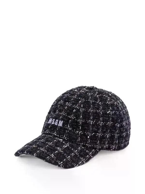 MSGM Tweed-effect Logo-embroidered Baseball Cap - Black