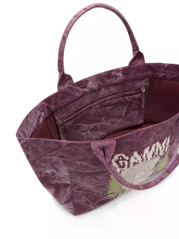 GANNI Medium Graphic-print Tote Bag - Pink