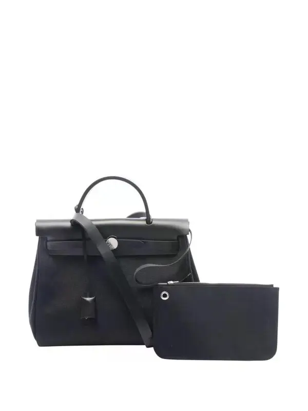 Hermès 2023 Military Toile And Vache Hunter Herbag Zip 31 Satchel - Black